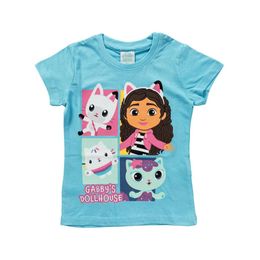 Gabby`s Dollhouse T-Shirt 'Gabby & Friends' M&auml;dchen Gr&ouml;&szlig;e 134 cyanblau / mint / pink / wei&szlig;