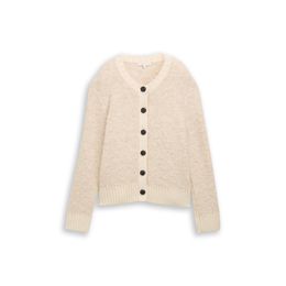Tom Tailor Damen Boucl&eacute; Cardigan mit Wollanteil, beige, Meliert, Gr. XL