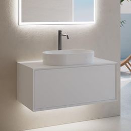 neoro n60 Unterschrank B: 100 cm mit 1 Auszug, Waschtisch weiß,, BN0928WH+BN0756WM,