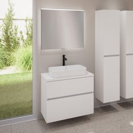 evineo ineo5 evo Unterschrank B: 80 cm mit 2 Auszügen, ineo7 Waschtisch B: 60 cm weiß, mit ineo Lichtspiegel,, BE0939WH+BE0957WM+BE0963WM+BEA010MI,