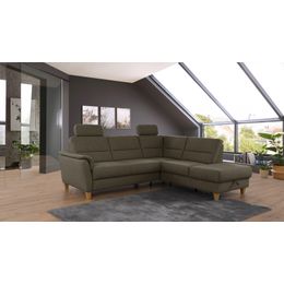 Ecksofa Home Affaire "Palmera L-Form, B: 236 cm", gr&uuml;n (oliv), B:236cm H:89cm T:212cm, 100% Polyester;Struktur (100% Polyester);Luxus-Microfaser in Lederoptik (100% Polyester), Sofas, Ecksofa, optional Bettfunktion & Bettkasten, Federkern, Topseller