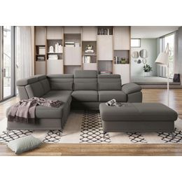 Sit & More Ecksofa SIT & MORE "Cabrio L-Form, B: 274 cm, mit Sitztiefen-, Arm- & Kopfteilverstellung", braun (schlamm), B:274cm H:87cm T:230cm, 100% Polyester, Sofas, Ecksofa, 3 Nierenkissen, Federkern, optional Bettfunktion und Stauraum