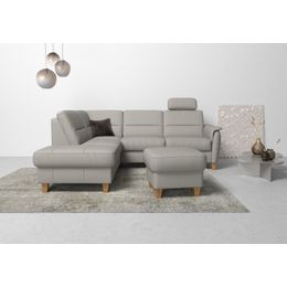 Ecksofa Home Affaire "Palmera L-Form, B: 236 cm", grau (lightgrau), B:236cm H:89cm T:212cm, Luxus-Microfaser (100% Polyester);Struktur (100% Polyester);Luxus-Microfaser in Lederoptik (100% Polyester), Sofas, Ecksofa, optional Bettfunktion & Bettkasten, Federkern