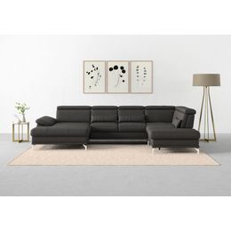Sit & More Wohnlandschaft SIT & MORE "Cabrio U-Form, B: 359 cm, mit Sitztiefen-, Arm- & Kopfteilverstellung", braun (mokka), B:359cm H:87cm T:230cm, Sofas, 3 Nierenkissen, Federkern, optional Bettfunktion und Stauraum