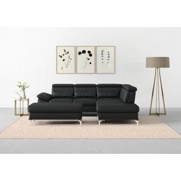 Sit & More Ecksofa SIT & MORE "Cabrio L-Form, B: 274 cm, mit Sitztiefen-, Arm- & Kopfteilverstellung", schwarz, B:274cm H:87cm T:230cm, Sofas, Ecksofa, 3 Nierenkissen, Federkern, optional Bettfunktion und Stauraum