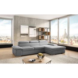 Sit & More Ecksofa SIT & MORE "Valantine L-Form, B: 286 cm", grau, B:286cm H:73cm T:174cm, 100% Polyester, Sofas, Ecksofa, mit Arm- & Kopfteilverstellung, optional mit Bettfunktion