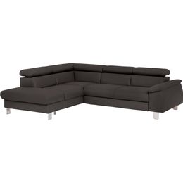 Ecksofa COTTA "Komaris L-Form, B: 249 cm", braun, B:249cm H:72cm, Microfaser PRIMABELLE (100% Polyester);Kunstleder SOFTLUX;Feinstruktur (100% Polyester);Kunstleder SOFTLUX/Struktur (100% Polyester);NaturLEDER, Sofas, Ecksofa, mit Kopfteilverstellung, optional Bettfunktion, Bettkasten & Licht