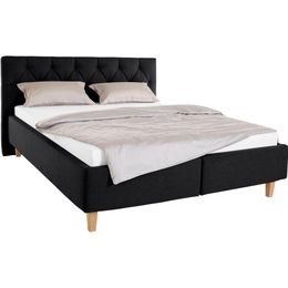 Polsterbett Home Affaire "Sunley 100", grau (anthrazit), B:183cm L:210cm, Struktur (100% Polyester);Strukturstoff (100% Polyester), Betten, Kreuzsteppung, Kopfteilhöhe 102 cm, ohne oder mit Matratze/Lattenrost