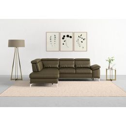 Sit & More Ecksofa SIT & MORE "Cabrio L-Form, B: 274 cm, mit Sitztiefen-, Arm- & Kopfteilverstellung", gr&uuml;n (olive), B:274cm H:87cm T:230cm, Sofas, Ecksofa, 3 Nierenkissen, Federkern, optional Bettfunktion und Stauraum