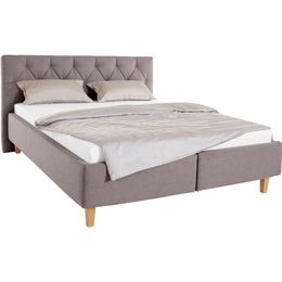 Polsterbett Home Affaire "Sunley 100", grau (hellgrau), B:183cm L:210cm, Struktur (100% Polyester);Strukturstoff (100% Polyester), Betten, Kreuzsteppung, Kopfteilhöhe 102 cm, ohne oder mit Matratze/Lattenrost