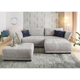 Jockenhöfer Ecksofa, B:272cm T:111cmhellgrau, JOCKENHÖFER GRUPPE, Korpus: 100% Polyester;Kissen: 100% Polyester, Wohnzimmer, Sofas, "Loggia, Wellenfederung",