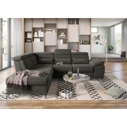 Sit & More Ecksofa SIT & MORE "Cabrio L-Form, B: 274 cm, mit Sitztiefen-, Arm- & Kopfteilverstellung", grau (anthrazit), B:274cm H:87cm T:230cm, 100% Polyester, Sofas, Ecksofa, 3 Nierenkissen, Federkern, optional Bettfunktion und Stauraum