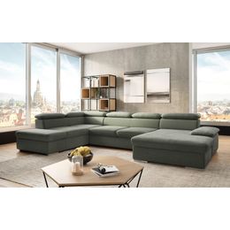 Sit & More Wohnlandschaft SIT & MORE "Valantine U-Form, B: 349 cm", braun (schlamm), B:349cm H:73cm T:226cm, 100% Polyester, Sofas, mit Arm- & Kopfteilverstellung, optional mit Bettfunktion