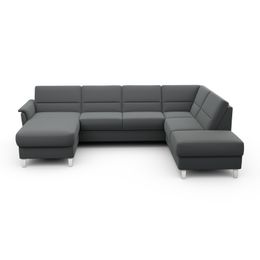 Sit & More Wohnlandschaft SIT & MORE "Palmera U-Form, B: 308 cm", grau (anthrazit), B:308cm H:89cm T:212cm, 100% Polyester, Sofas, Wohnlandschaft, optional Bettfunktion & Bettkasten, Federkern