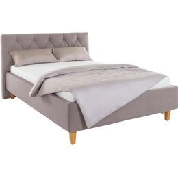 Polsterbett Home Affaire "Sunley 100", grau (hellgrau), B:163cm L:210cm, Struktur (100% Polyester);Strukturstoff (100% Polyester), Betten, Kreuzsteppung, Kopfteilhöhe 102 cm, ohne oder mit Matratze/Lattenrost