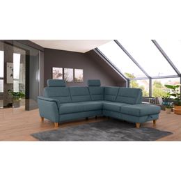 Ecksofa Home Affaire "Palmera L-Form, B: 236 cm", blau (blaugrau), B:236cm H:89cm T:212cm, 100% Polyester;Struktur (100% Polyester);Luxus-Microfaser in Lederoptik (100% Polyester), Sofas, Ecksofa, optional Bettfunktion & Bettkasten, Federkern