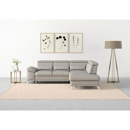 Sit & More Ecksofa SIT & MORE "Cabrio L-Form, B: 274 cm, mit Sitztiefen-, Arm- & Kopfteilverstellung", grau (hellgrau), B:274cm H:87cm T:230cm, Sofas, Ecksofa, 3 Nierenkissen, Federkern, optional Bettfunktion und Stauraum