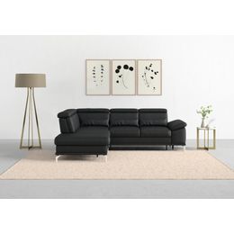 Sit & More Ecksofa SIT & MORE "Cabrio L-Form, B: 274 cm, mit Sitztiefen-, Arm- & Kopfteilverstellung", schwarz, B:274cm H:87cm T:230cm, Sofas, Ecksofa, 3 Nierenkissen, Federkern, optional Bettfunktion und Stauraum