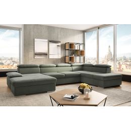 Sit & More Wohnlandschaft SIT & MORE "Valantine U-Form, B: 349 cm", braun (schlamm), B:349cm H:73cm T:226cm, 100% Polyester, Sofas, mit Arm- & Kopfteilverstellung, optional mit Bettfunktion