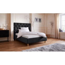 Polsterbett Home Affaire "Sunley 140", grau (anthrazit), B:163cm L:210cm, Struktur (100% Polyester);Samtstoff (100% Polyester), Betten, Kreuzsteppung, Kopfteilhöhe 142 cm, ohne oder mit Matratze/Lattenrost