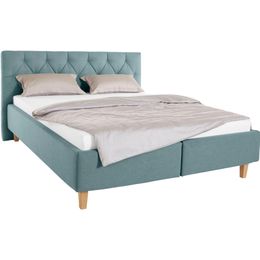 Polsterbett Home Affaire "Sunley 100", grün (mint), B:183cm L:210cm, Struktur (100% Polyester);Strukturstoff (100% Polyester), Betten, Kreuzsteppung, Kopfteilhöhe 102 cm, ohne oder mit Matratze/Lattenrost
