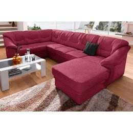 Sit & More Wohnlandschaft SIT & MORE "Savona U-Form, B: 320 cm", rot (karminrot), B:320cm H:90cm T:211cm, Luxus-Kunstleder;Primabelle-Microfaser;NaturLederKorpus ist mit passendem Luxus-Kunstleder bezogen. Bitte beachten Sie, dass Lederbezüge mehr Nähte aufweisen als Stoffbezüge;Struktur, Sofas, optional Bettfunktion, Federkern