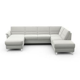 Sit & More Wohnlandschaft SIT & MORE "Palmera U-Form, B: 308 cm", silber, B:308cm H:89cm T:212cm, 100% Polyester, Sofas, Wohnlandschaft, optional Bettfunktion & Bettkasten, Federkern