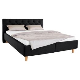 Polsterbett Home Affaire "Sunley 100", grau (anthrazit), B:203cm L:210cm, Struktur (100% Polyester);Strukturstoff (100% Polyester), Betten, Kreuzsteppung, Kopfteilhöhe 102 cm, ohne oder mit Matratze/Lattenrost