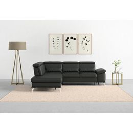 Sit & More Ecksofa SIT & MORE "Cabrio L-Form, B: 274 cm, mit Sitztiefen-, Arm- & Kopfteilverstellung", grau (anthrazit), B:274cm H:87cm T:230cm, Sofas, Ecksofa, 3 Nierenkissen, Federkern, optional Bettfunktion und Stauraum