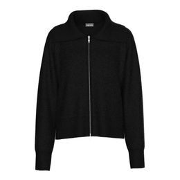 Strickjacke Pieces "PCMALOU LS ZIP KNIT CARDIGAN NOOS BC", Damen, Gr. XXL, schwarz, Strick, Obermaterial: 65% Polyester, 17% Polyacryl, 10% Nylon, 5% Wolle, 3% Elasthan, unifarben, slim fit normal, Rippbündchen, Strickjacken