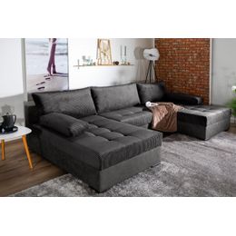 Wohnlandschaft Collection AB "Josy U-Form, B: 307 cm", grau (anthrazit), B:307cm H:41cm T:161cm, 100%Polyester, Sofas, Wohnlandschaft, mit Bettfunktion & Bettkasten, Federkern