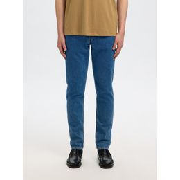 Slim-fit-Jeans Selected Homme "SLH175-SLIM BEN KORI JEANS NOOS", Herren, Gr. 32, Länge 32, blau (medium blau denim detail:203), Denim/Jeans, Obermaterial: 99% Baumwolle, 1% Elasthan, unifarben, slim fit, Jeans