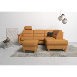 Ecksofa Home Affaire "Palmera L-Form, B: 236 cm", gelb (curry), B:236cm H:89cm T:212cm, Luxus-Microfaser (100% Polyester);Struktur (100% Polyester);Luxus-Microfaser in Lederoptik (100% Polyester), Sofas, Ecksofa, optional Bettfunktion & Bettkasten, Federkern