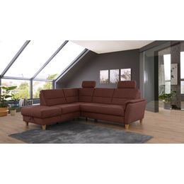 Ecksofa Home Affaire "Palmera L-Form, B: 236 cm", rosa (kupfer), B:236cm H:89cm T:212cm, 100% Polyester;Struktur (100% Polyester);Luxus-Microfaser in Lederoptik (100% Polyester), Sofas, Ecksofa, optional Bettfunktion & Bettkasten, Federkern