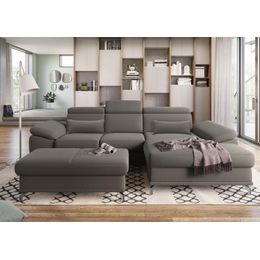 Sit & More Ecksofa SIT & MORE "Cabrio L-Form, B: 295 cm, mit Sitztiefen-, Arm- & Kopfteilverstellung", braun (schlamm), B:295cm H:87cm T:180cm, 100% Polyester, Sofas, Ecksofa, 2 Nierenkissen, Federkern, optional Bettfunktion und Stauraum, Topseller