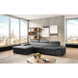 Sit & More Ecksofa SIT & MORE "Valantine L-Form, B: 286 cm", schwarz, B:286cm H:73cm T:174cm, Sofas, Ecksofa, mit Arm- & Kopfteilverstellung, optional mit Bettfunktion