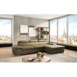 Sit & More Ecksofa SIT & MORE "Valantine L-Form, B: 286 cm", gr&uuml;n (olive), B:286cm H:73cm T:174cm, Sofas, Ecksofa, mit Arm- & Kopfteilverstellung, optional mit Bettfunktion
