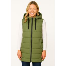 Steppweste Only "ONLREGITZE PUFFER HOOD WAISTCOAT OTW ZL", Damen, Gr. L, grün (loden grün), Steppware, Obermaterial: 100% Polyester, unifarben, regular fit, Westen
