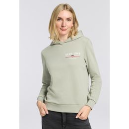 Hoodie Gant "REG GRAPHIC HOODIE", Damen, Gr. M, faded sage, Sweatware, Obermaterial: 80% Baumwolle, 20% Polyester, regular fit, Rippbündchen, Sweatshirts, gerippte Abschlüsse, Kapuze ohne Kordel