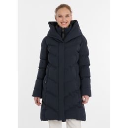 Steppmantel Ragwear "NATALKA", Damen, Gr. L, blau (navy), Steppware, Obermaterial: 100% Polyester, unifarben, knielang, M&auml;ntel Steppmantel, verdeckter Rei&szlig;verschluss