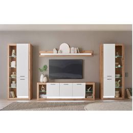 Pharao24.de Designer Wohnwand TV Wohnwand 358 cm breit Dekor tiefgezogen (vierteilig)