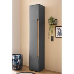 Pharao24.de Badezimmer Hochschrank Seitenschrank in Anthrazit und Wildeichefarben