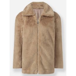 WITT Damen Fellimitatjacke mit Umlegekragen, beige, Gr&ouml;&szlig;e 38