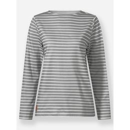 WITT Damen Sweatshirt im Ringel-Dessin, steingrau-ecru-geringelt, Gr&ouml;&szlig;e 44