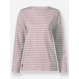 WITT Damen Sweatshirt im Ringel-Dessin, mauve-ecru-geringelt, Gr&ouml;&szlig;e 38