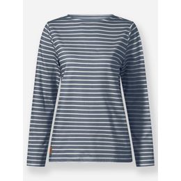 WITT Damen Sweatshirt im Ringel-Dessin, rauchblau-ecru-geringelt, Gr&ouml;&szlig;e 36