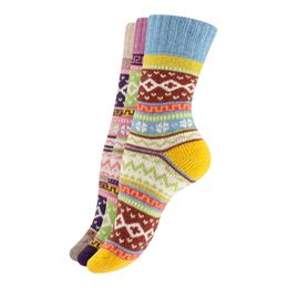 Vincent Creation Socken 'Hygge' Damen Gr&ouml;&szlig;e 39/42 beige / hellblau / gelb / mauve