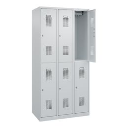 C+P Doppelstöckiger Spind Basis PLUS, 6 Fächer, 1850x900x500mm, 7035/7035 ; C + P Möbelsysteme (088355-30|S10005)
