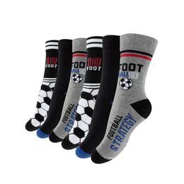 Cotton Prime Socken 'Fu&szlig;ball' Jungen Gr&ouml;&szlig;e 31/34 grau / blutrot / schwarz / wei&szlig;