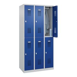 C+P Doppelstöckiger Spind Basis PLUS, 6 Fächer, 1850x900x500mm, 7035/5010 ; C + P Möbelsysteme (088355-30|S10000)